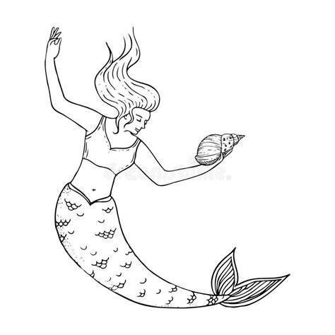 Mermaid Vector Hand Stock Illustrations 7050 Mermaid Vector Hand