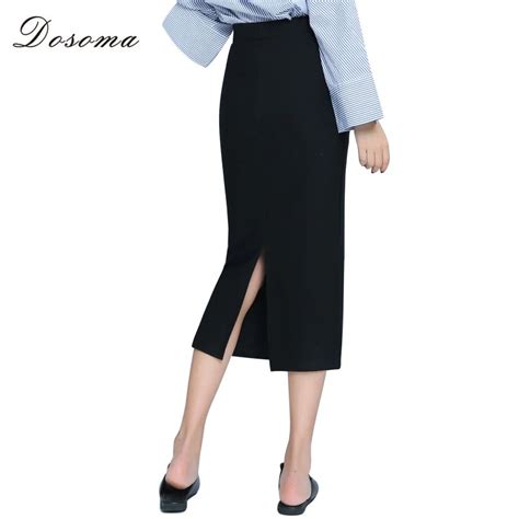 Dosoma Long Skirt For Women Summer Back Slit Pencil Skirts Stretchy