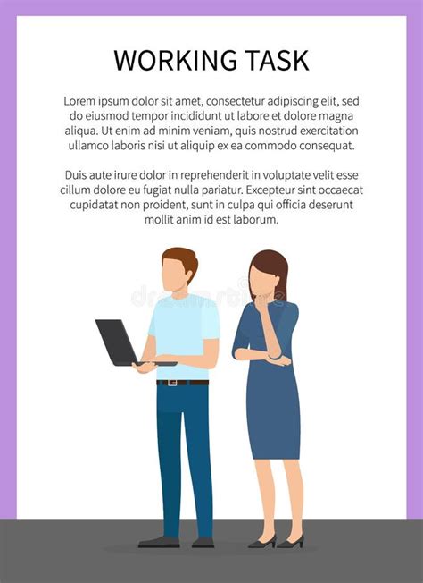 Working Task Frame Banner Vector Illustration Stock Vector