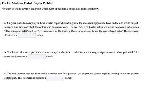 solved the fed model ﻿end of chapter problemfor each of