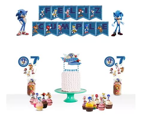 Mega Pack Sonic Topper Torta Banderin Pinchos Mercadolibre