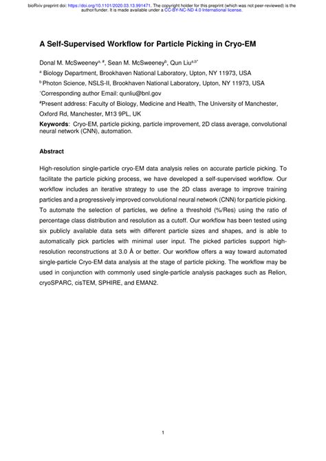 pdf a self supervised workflow for particle picking in cryo em
