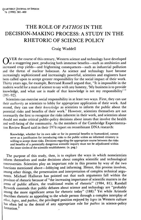 PDF The Role Of Pathos In The Decision Making Process A Study In The Rhetoric Of Science Policy