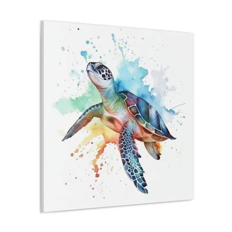Sea Turtle Canvas Stretched Canvas Sea Turtle Wall Art Sea Turtle