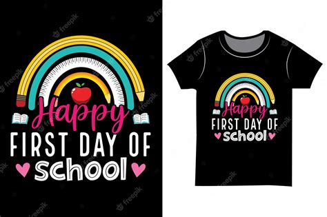 Premium Vector Happy First Day School Teacher Typography Design