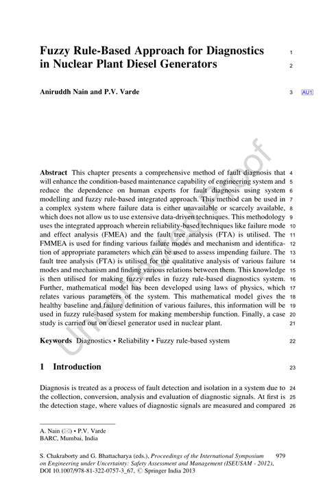 Pdf Fuzzy Rule Based Approach For Diagnostics In Nuclear Plant Diesel