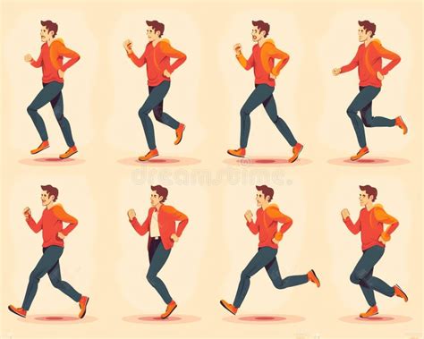 Running Character Of Girl On White Background Turnarounds Illustrator