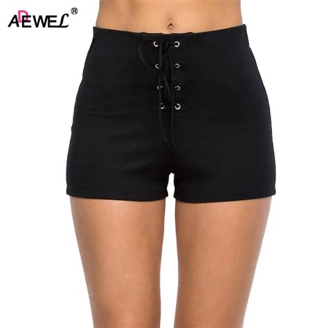 Adewel Summer Style Fashion Casual High Waist Shorts Black Sexy Club