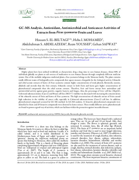 Pdf Gc Ms Analysis Antioxidant Antimicrobial And Anticancer
