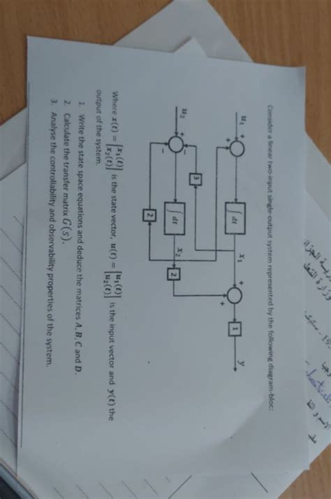 Consider A Linear Two Input Single Output System Represented By The