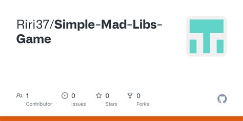Github Riri37simple Mad Libs Game