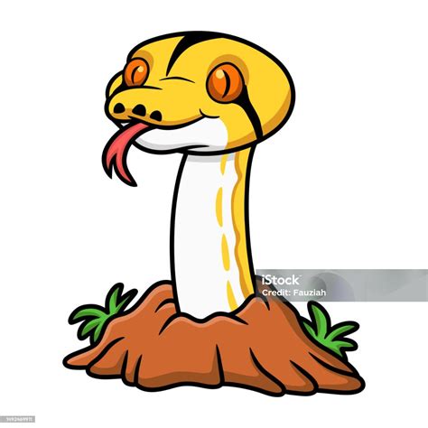 귀여운 흰둥이 호랑이 망상 파이썬 만화 구멍에서 밖으로 공 스포츠 장비에 대한 스톡 벡터 아트 및 기타 이미지 공 스포츠