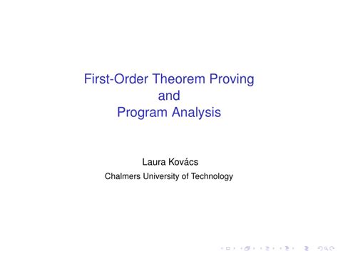 [ppt] first order theorem proving and program analysis laura kov acs