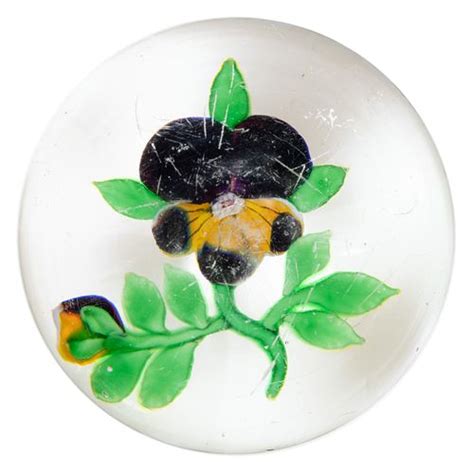 Antique Baccarat Pansy Lampwork Art Glass Paperweight Sold At Auction
