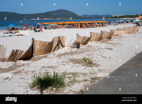 View Of The Spiaggia Del Lido Di Alghero Beach Near The Old Town Of