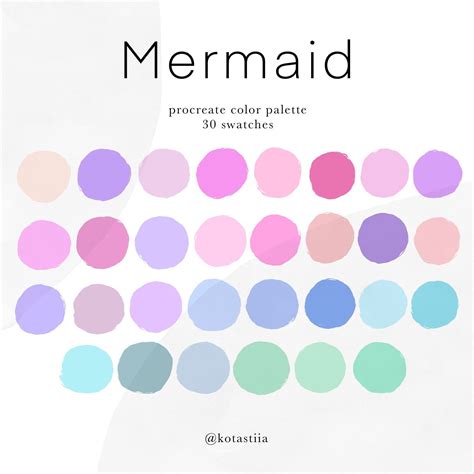 Mermaid Color Palette For Procreate 30 Handpicked Pastel Color Swatches Ethereal Color