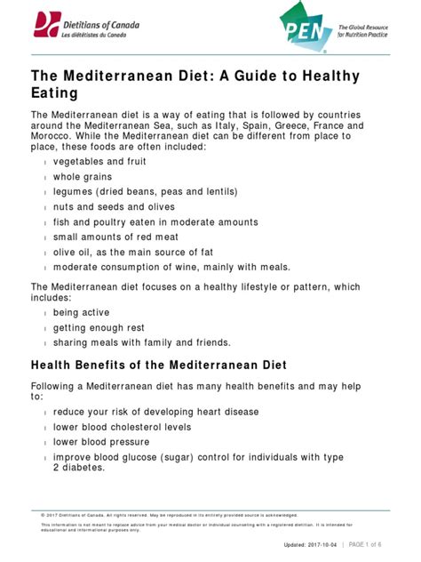 Mediterranean Diet Toolkit A Guide To Healthy Eating Handout Pdf