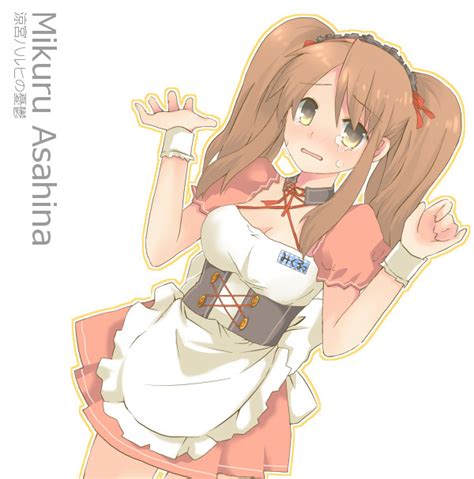 Safebooru 1girl Apron Asahina Mikuru Bow Choker Corset Hairband Hizu