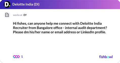 Hi Fishes Can Anyone Help Me Connect With Deloitt Fishbowl
