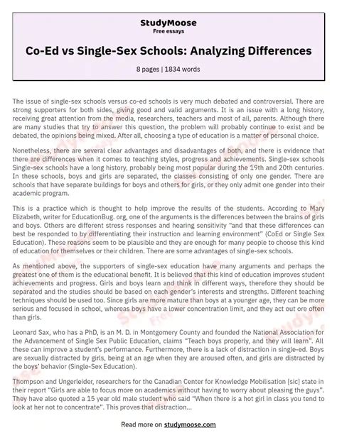 Comparing And Analyzing The Differences Between Co Ed Schools And