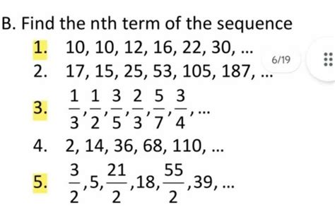 solved find the nth term of the sequence 1