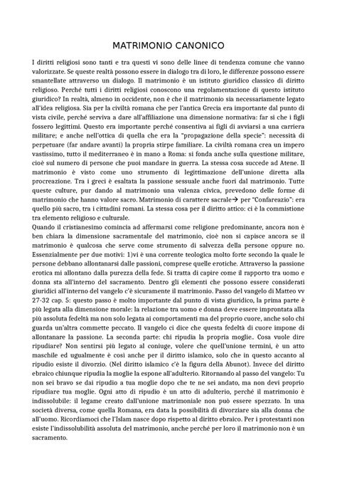 Il Matrimonio Nel Diritto Canonico Docsity