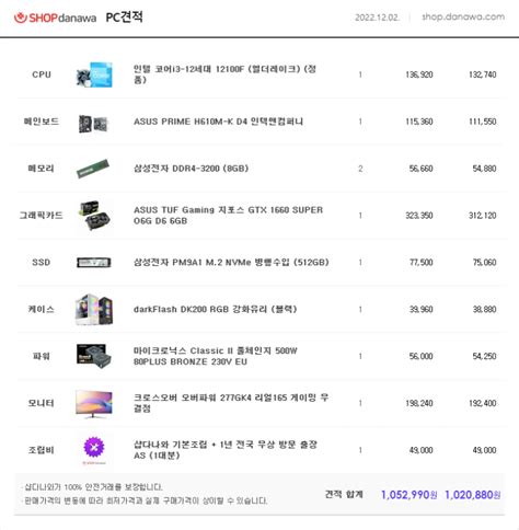 게이밍 컴퓨터 견적 지식in