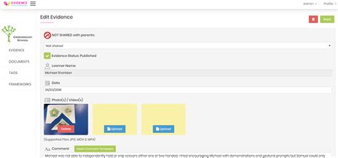 Edit Evidence Using The Web Console Evidence For Learning Resource