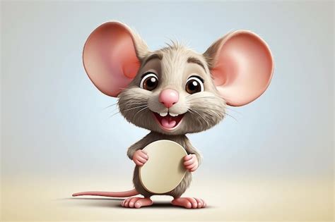 Illustration Of Funny Mouse Cartoon With Blank Sign Premium Ai