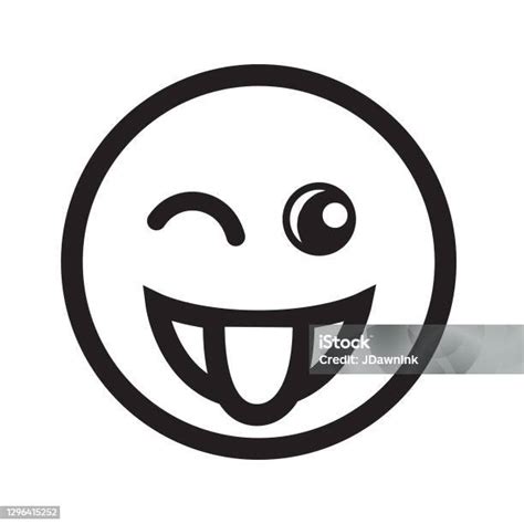 Ilustración De Lindo Simple Esquema Línea Arte Emoji Guiñando Un Ojo