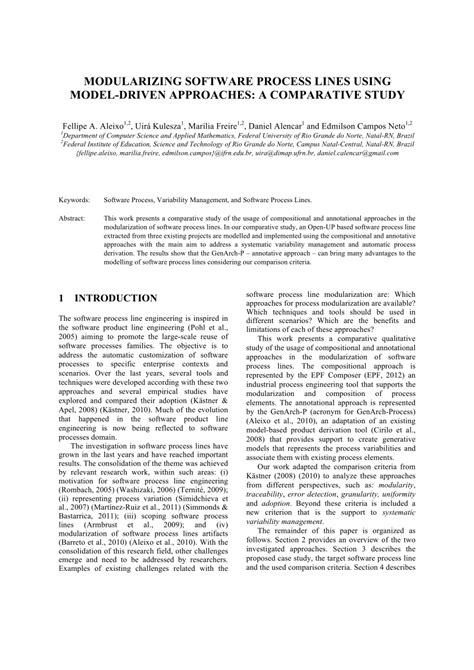 Pdf Modularizing Software Process Lines Using Model Driven Approaches