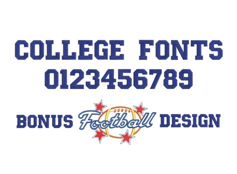 College Embroidery Font Available Xxx Vp3 Pes Pcs Jpx Jef Hus Exp Emd Dst 5 SIZES 0 5 1 5 2 5