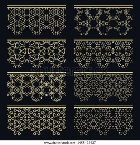 Set Golden Seamless Borders Line Patterns Stock Vector Royalty Free