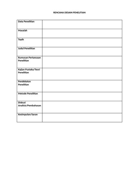 Template Rencana Penelitian Rmd Research Method Design Pdf