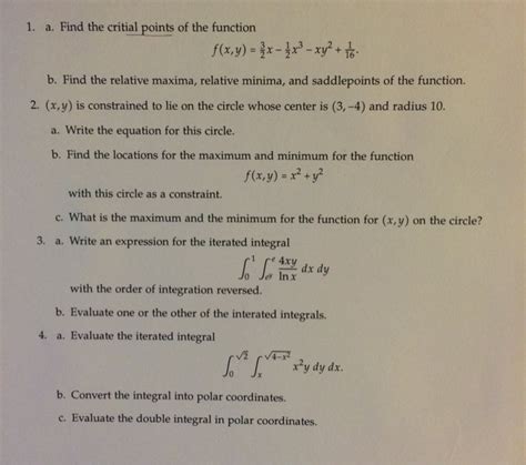 Solved Find The Critical Points Of The Function F X Y