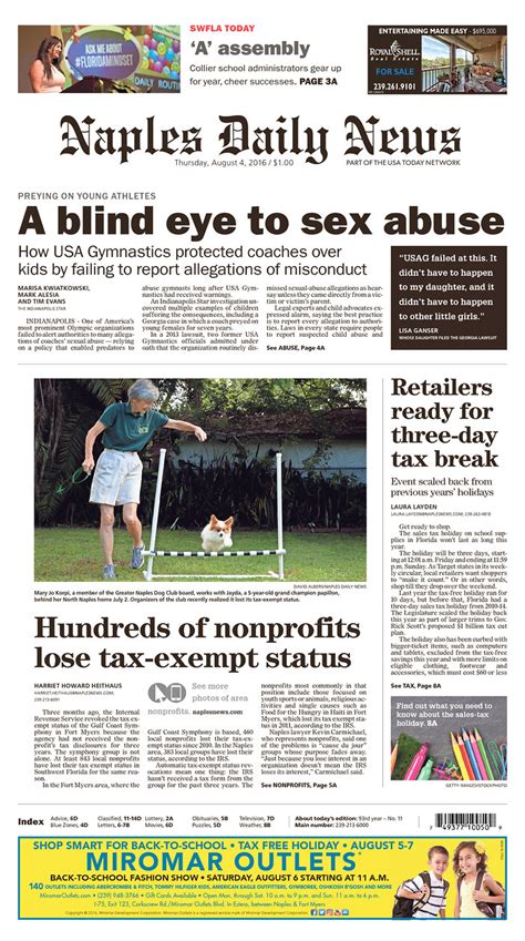 Front Pages Of Crime In America Thursday August 4 2016