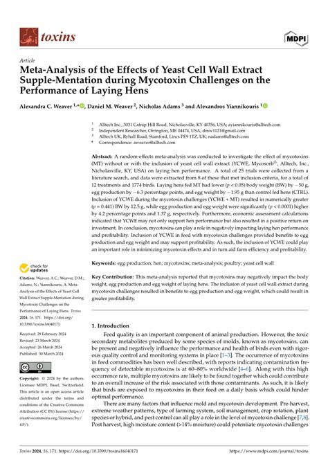 Pdf Analysis Of The Effects Of Yeast Cell Wall Extract Supplementation During Mycotoxin