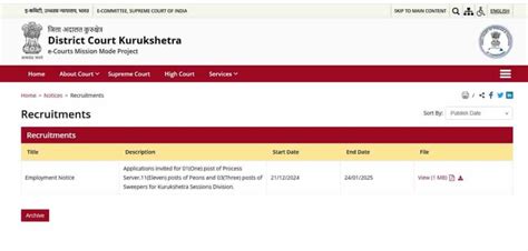 District Court Kurukshetra Recruitment 2024 25 Apply For 15 Process