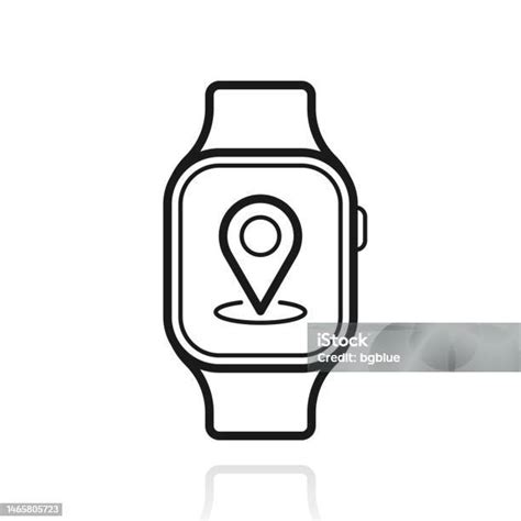 Smartwatch Avec Épingle De Localisation Icône Avec Reflet Sur Fond