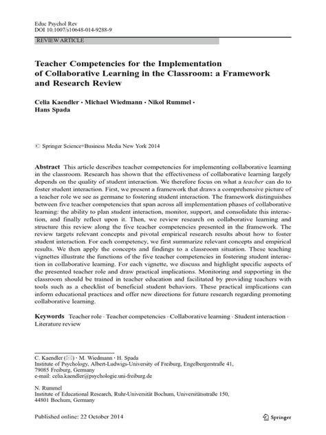 collaborative learning in classroom pdf metacognition learning