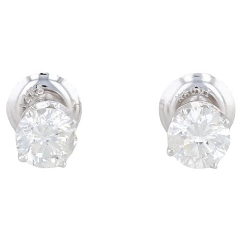 104ctw Princess Diamond Solitaire Stud Earrings 14k White Gold For