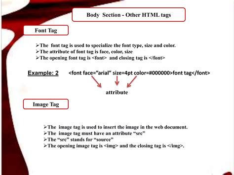 Body Section In HTML R D Sivakumar PPT