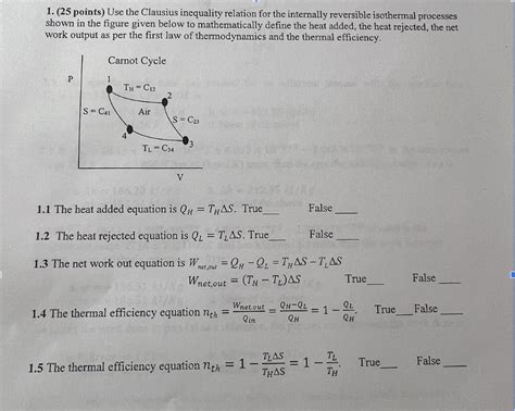 Solved 1 25 Points Use The Clausius Inequality Relation