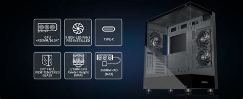 Musetex Atx Pc Case 360mm Rad Support Full View Dual