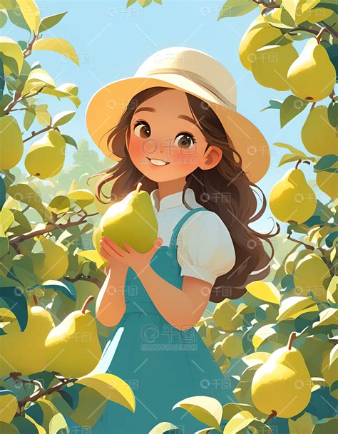 白云ai数字艺术 一个可爱的小女孩在梨园采摘梨子海报 Ai立体元素免费下载png格式2688像素编号70872283 千图网