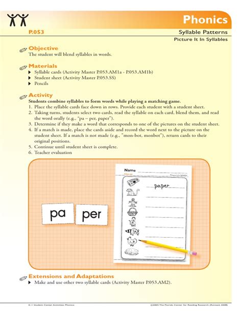 kindergarten and 1st grade syllable patterns and morpheme pdf