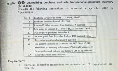 Solved P6 27a 2 Journalizing Purchase And Sale
