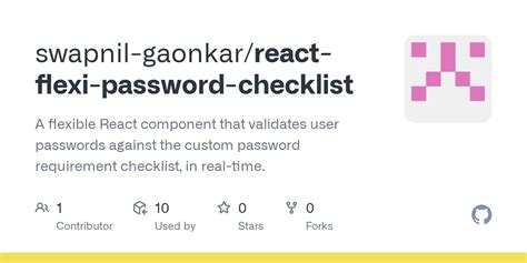 Github Swapnil Gaonkarreact Flexi Password Checklist A Flexible React Component That