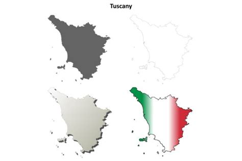 Tuscany Outline Map Set Graphic By Davidzydd · Creative Fabrica