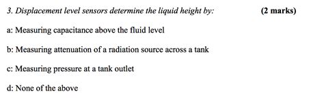 Solved Displacement Level Sensors Determine The Liquid Chegg